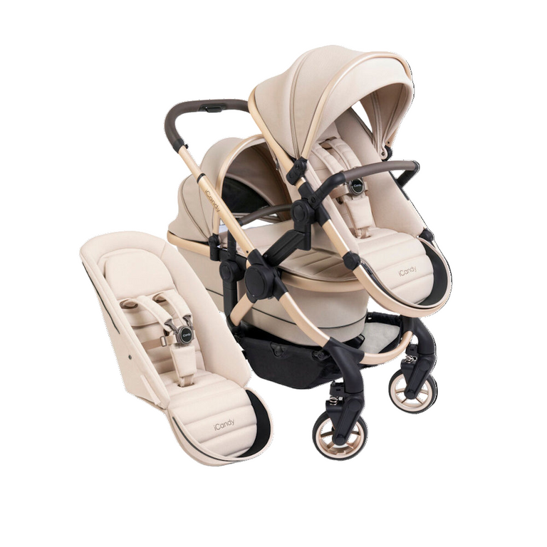 iCandy Peach 7 Double Stroller and Bassinet - Biscotti