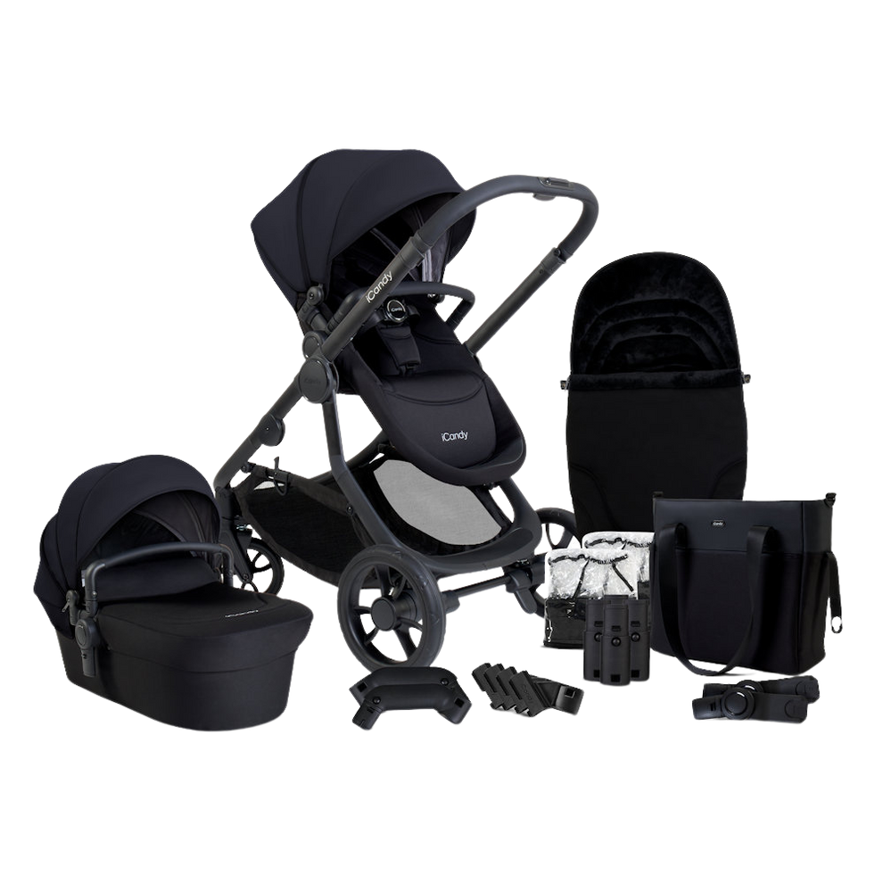 iCandy Orange 4 Stroller and Bassinet Complete Bundle - Black Edition